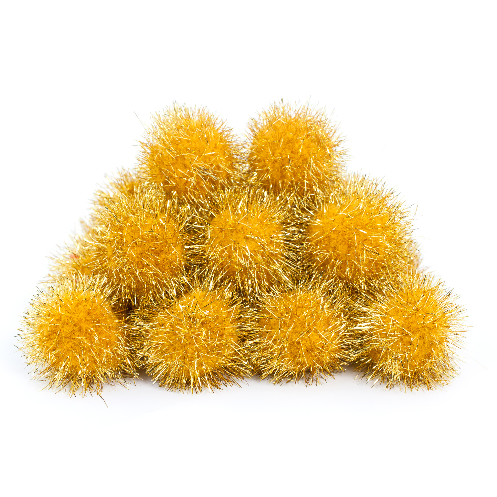 35mm Gold Glitter Pom Poms For Crafts Decoration Sewing Card Making ...