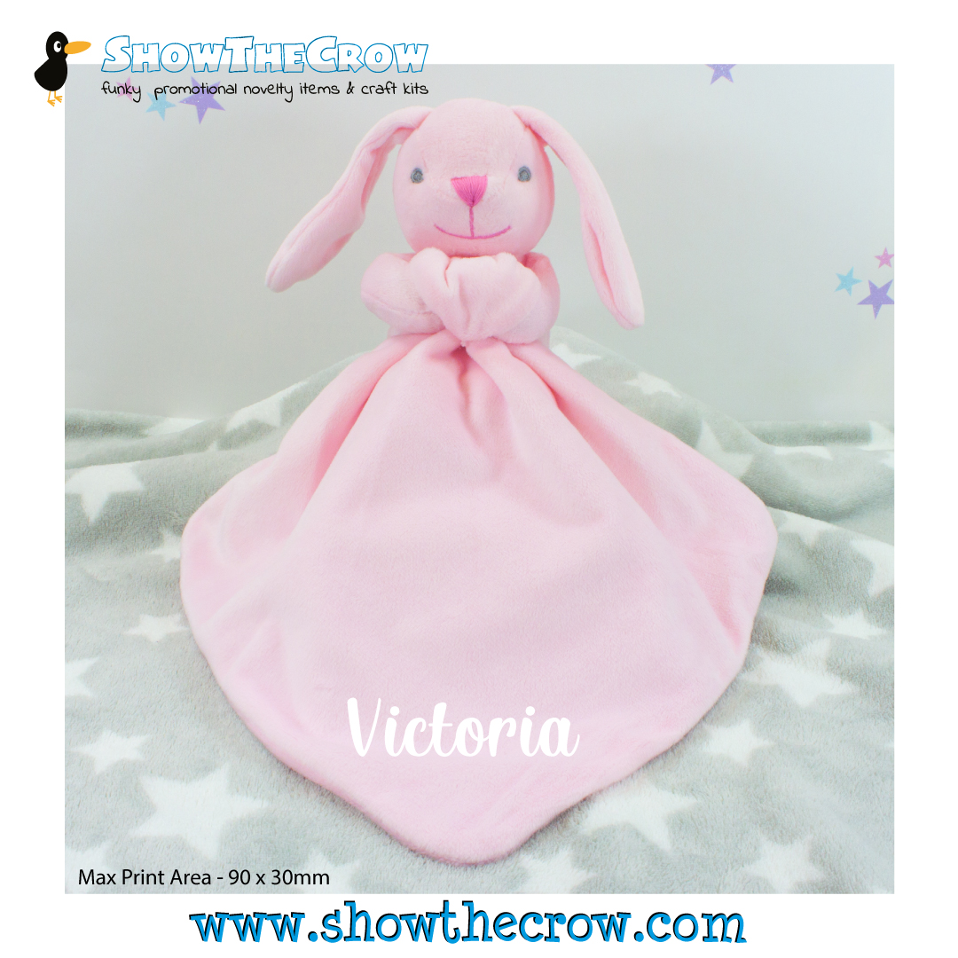 Personalised Soft Pink & White Bunny Baby Comforter - Showthecrow.com