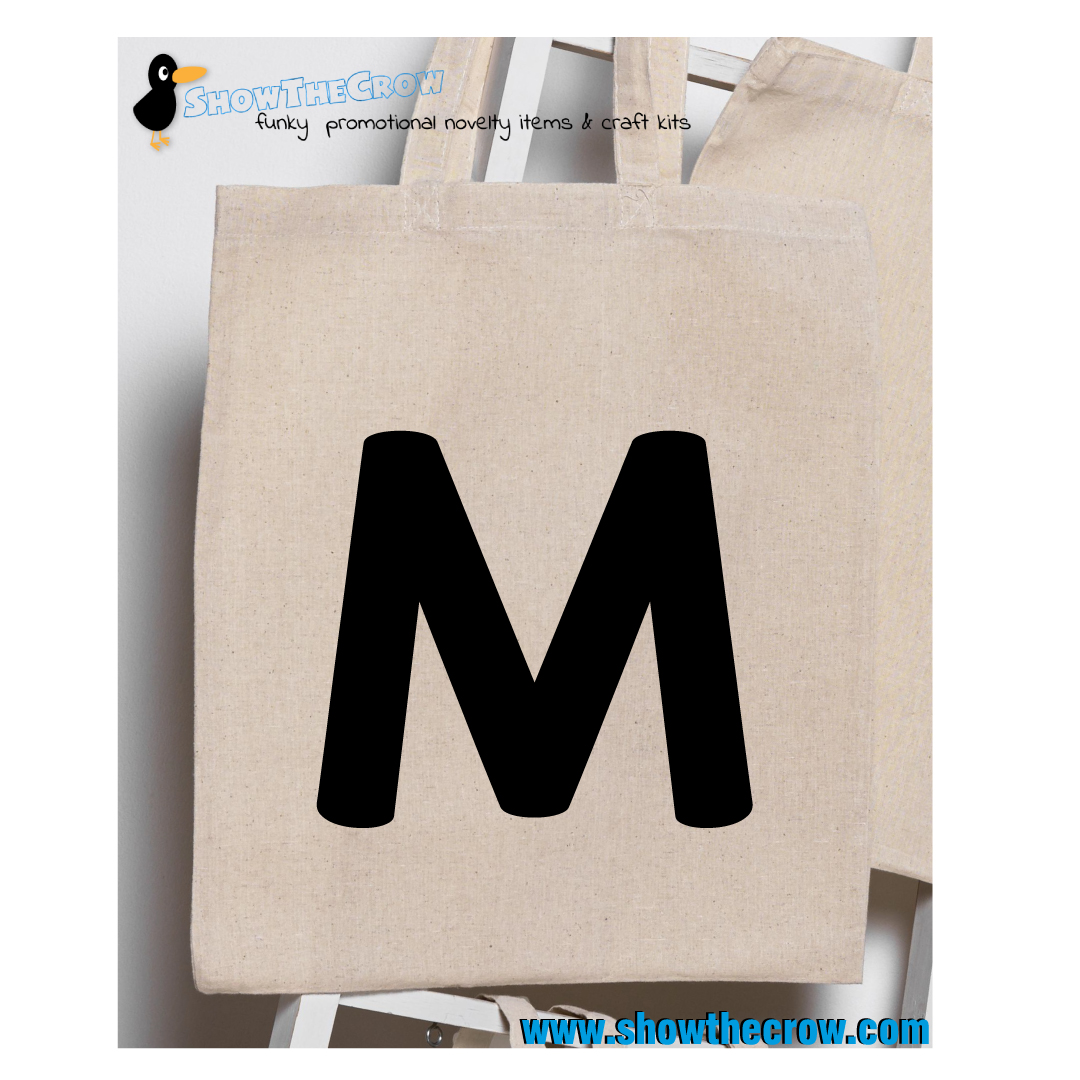 "M - Alphabet Initial Name Letter " 100% Premium Cotton Tote Gift ...